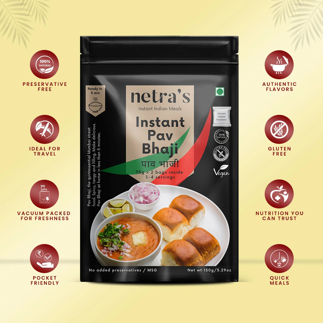 Instant Pav Bhaji (150g, 4 servings) – Netra's Instant Indian Cuisine