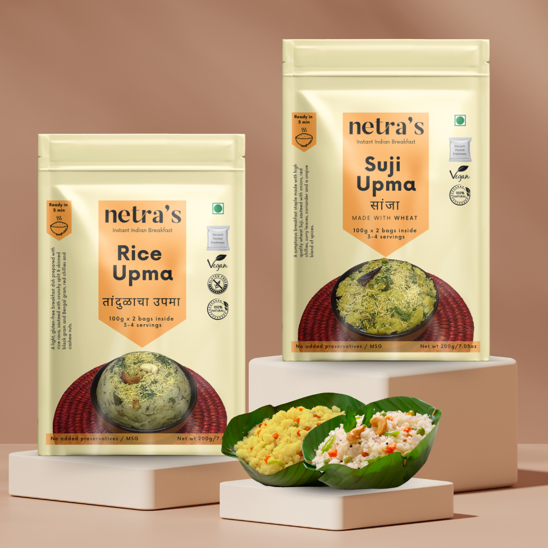 Instant Indian Breakfast | Suji Upma, Rice Upma (2 bags, 400g / 8 serv ...